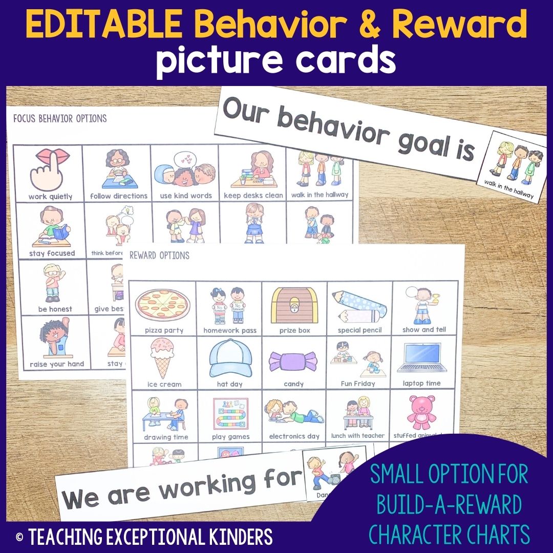 Editable Behavior and Reward Picture Cards (smaller option ...
