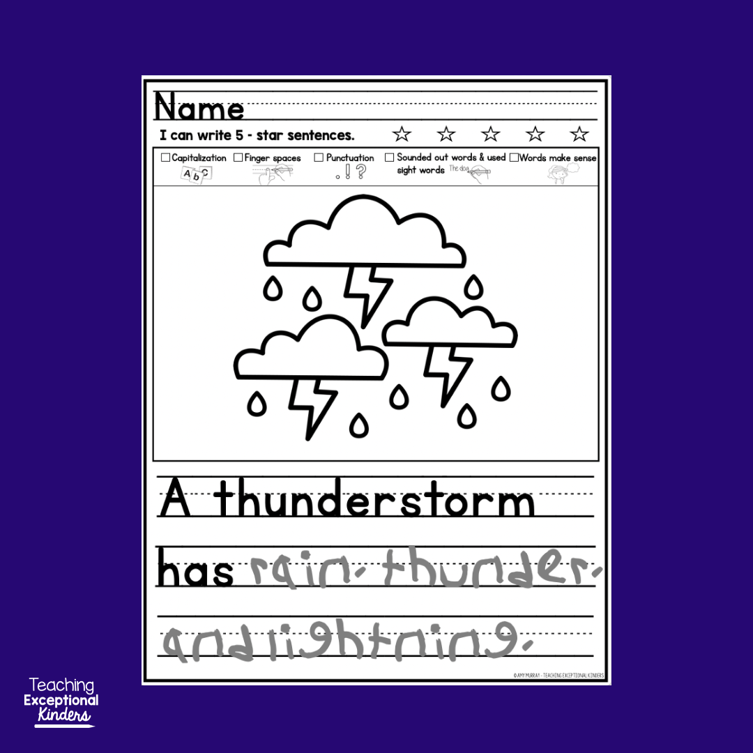 Weather Writing Prompts - Kindergarten Toolbox