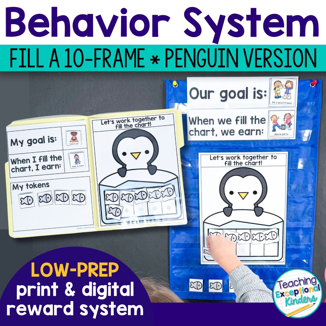 Penguin Winter 10 Frame Behavior System – Kindergarten Toolbox