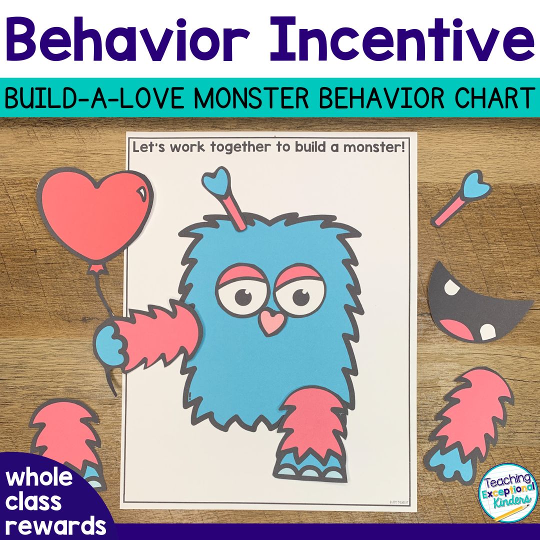 Valentine Love Monster Build a Reward Behavior Chart - Kindergarten Toolbox