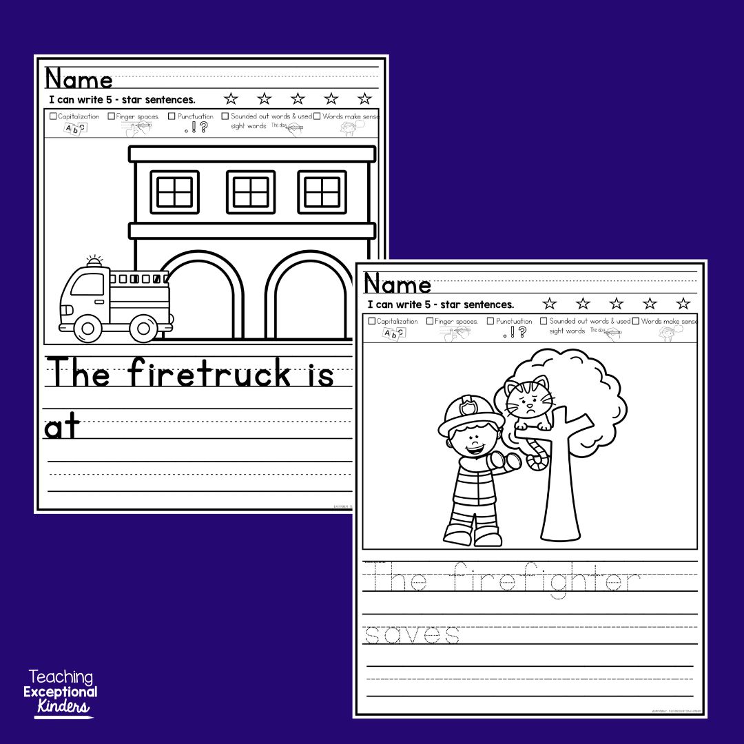 Fire Safety Writing Prompts - Kindergarten Toolbox