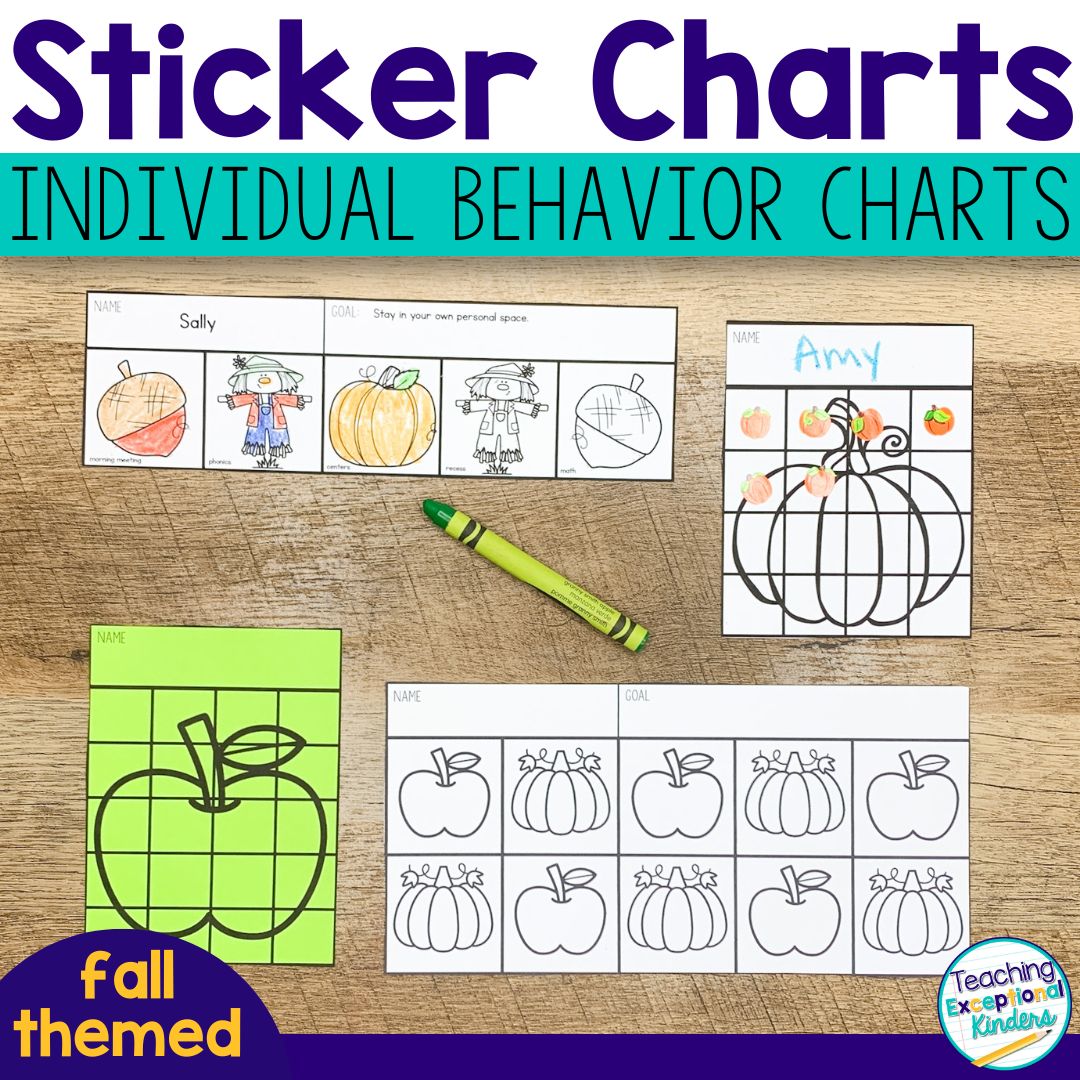 Individual Behavior Sticker Charts Fall – Kindergarten Toolbox