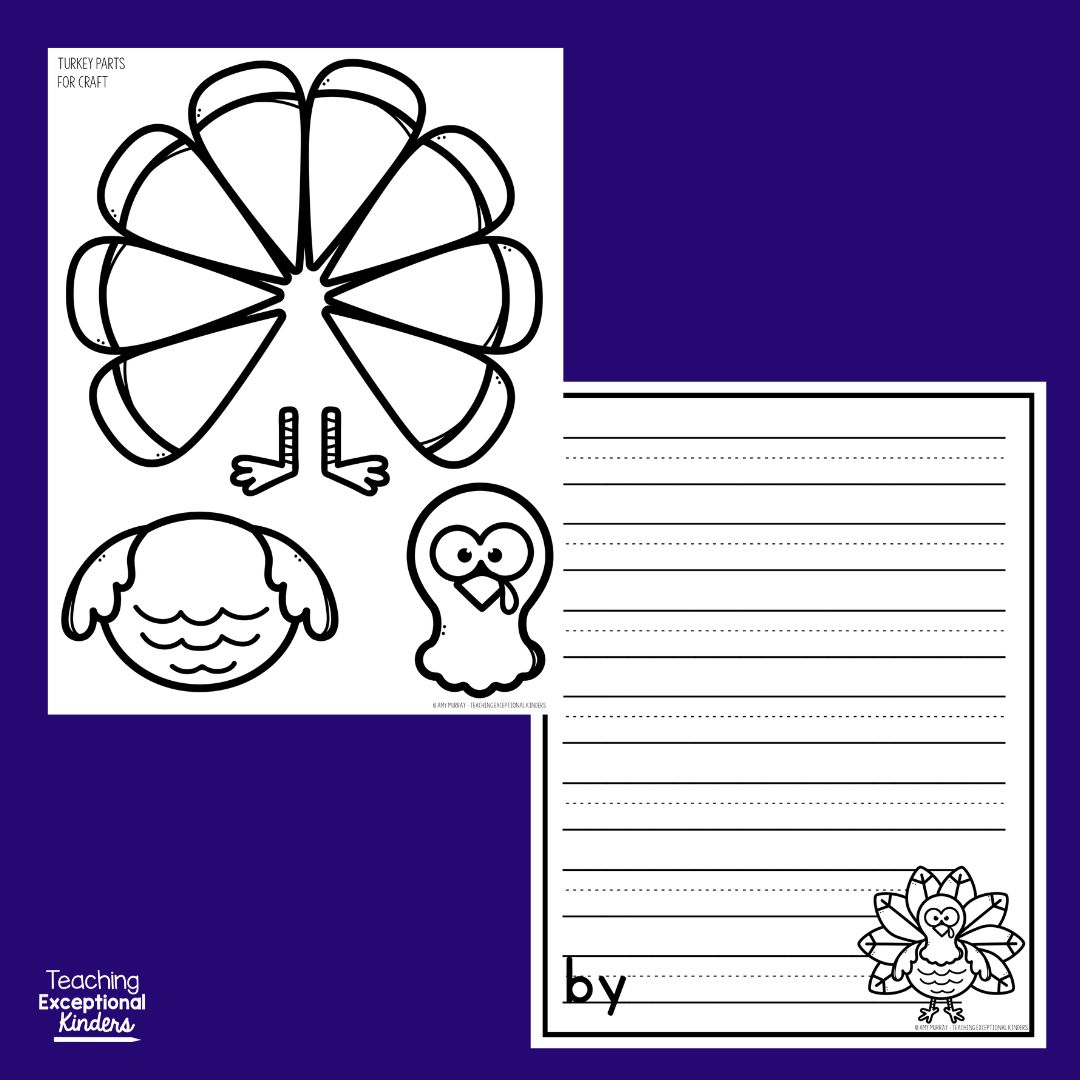 Turkey Thanksgiving Writing Craft - Kindergarten Toolbox