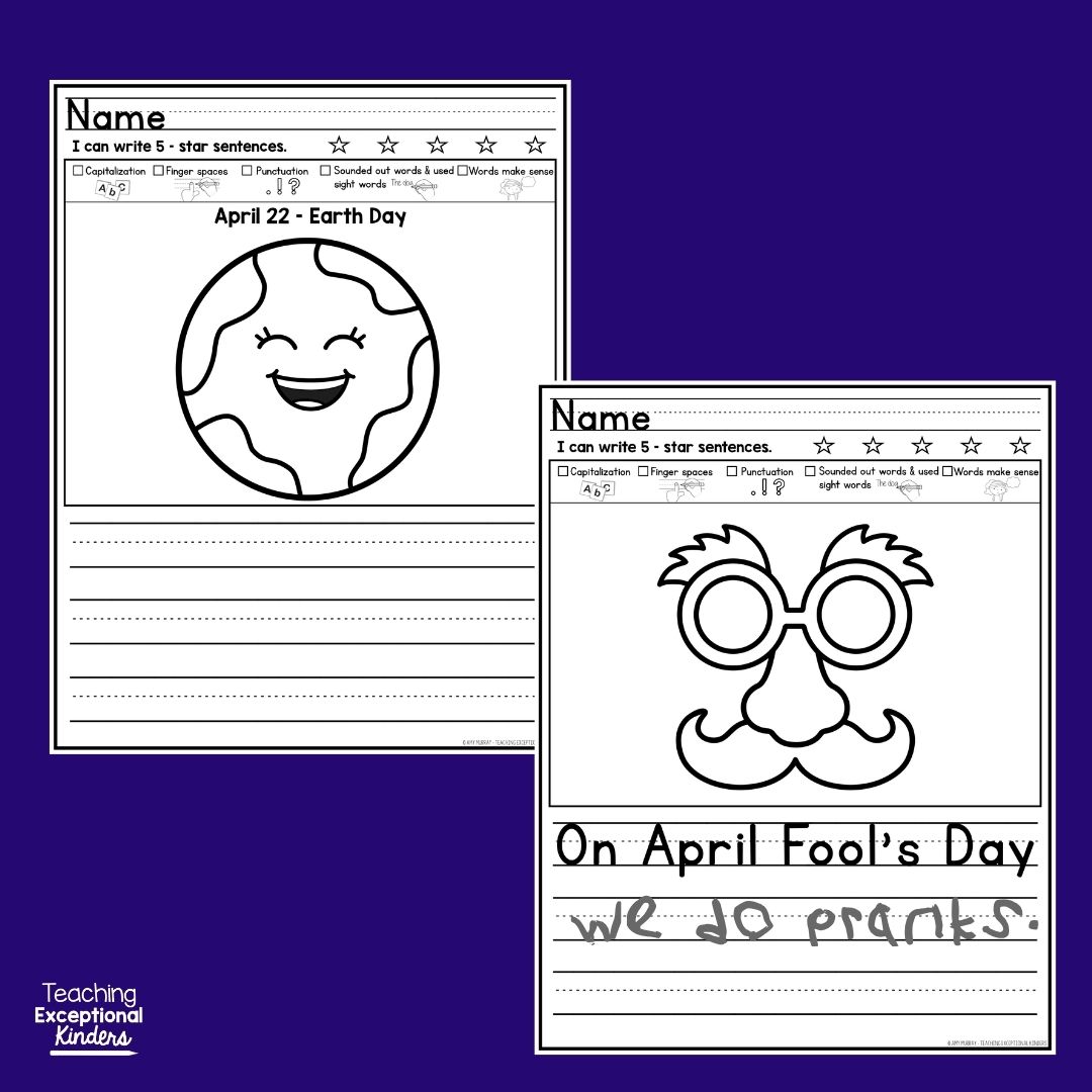 April Writing Prompts with Pictures - Kindergarten Toolbox